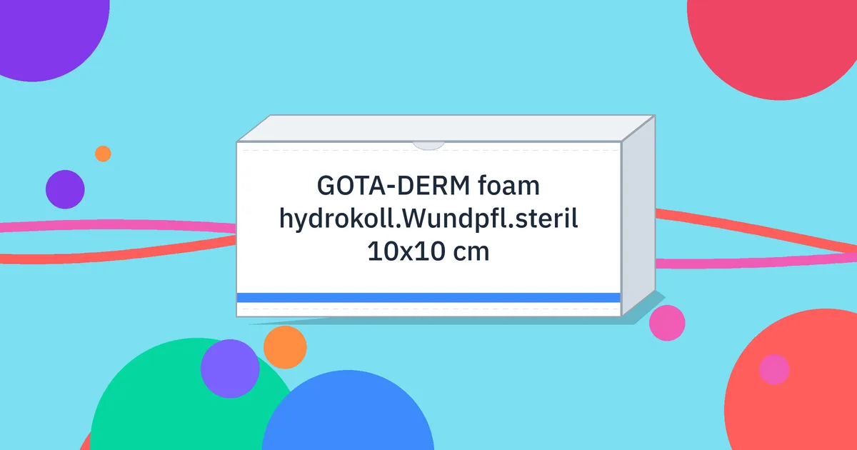 Symbolbild: Packung mit der Aufschrift GOTA-DERM foam hydrokoll.Wundpfl.steril 10x10 cm (PZN 09668857) – Verfügbarkeit und Bezug in Apotheken in Frankfurt am Main