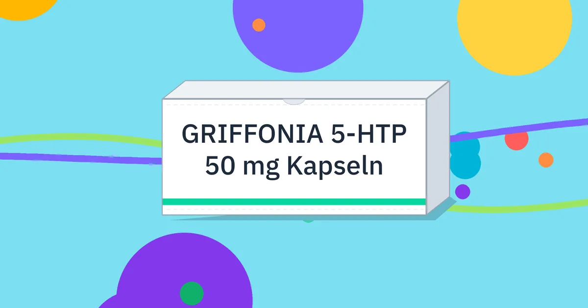 Symbolbild: Packung mit der Aufschrift GRIFFONIA 5-HTP 50 mg Kapseln (PZN 08864711) – Verfügbarkeit und Bezug in Apotheken in Frankfurt am Main