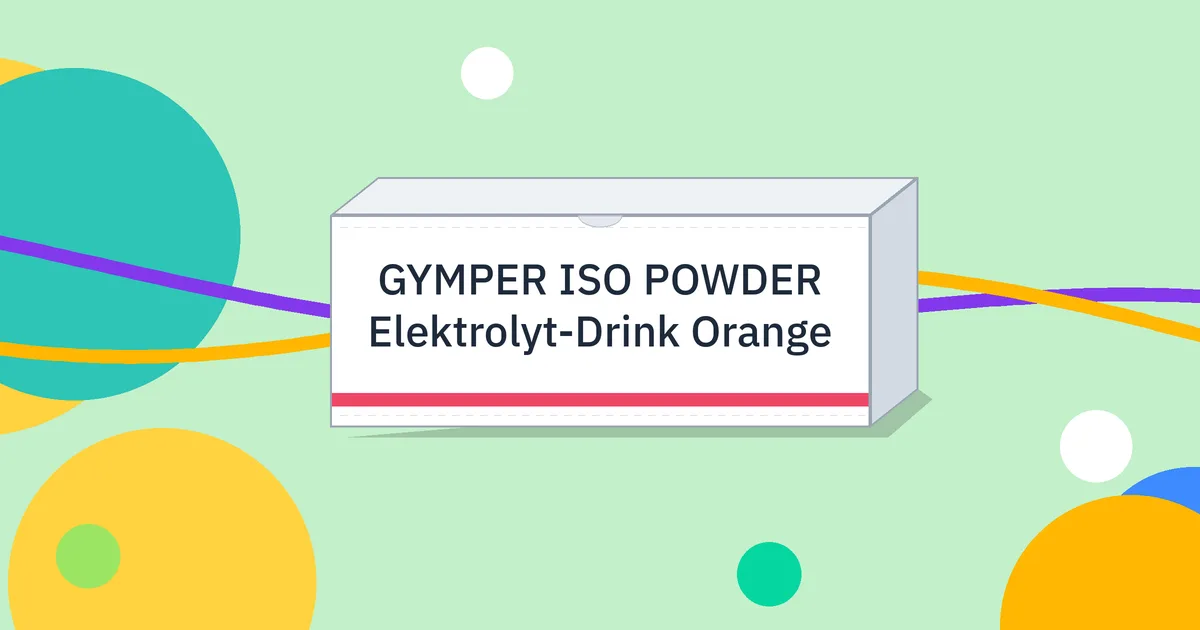 Symbolbild: Packung mit der Aufschrift GYMPER ISO POWDER Elektrolyt-Drink Orange (PZN 15623675) – Verfügbarkeit und Bezug in Apotheken in Frankfurt am Main