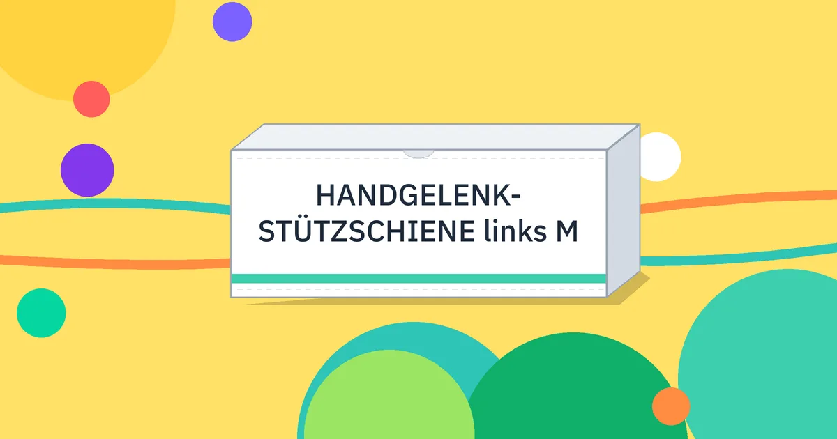 Symbolbild: Packung mit der Aufschrift HANDGELENK-STÜTZSCHIENE links M (PZN 19070227) – Verfügbarkeit und Bezug in Apotheken in Frankfurt am Main