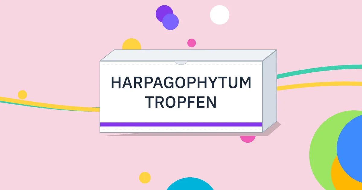 Symbolbild: Packung mit der Aufschrift HARPAGOPHYTUM TROPFEN (PZN 06325677) – Verfügbarkeit und Bezug in Apotheken in Frankfurt am Main