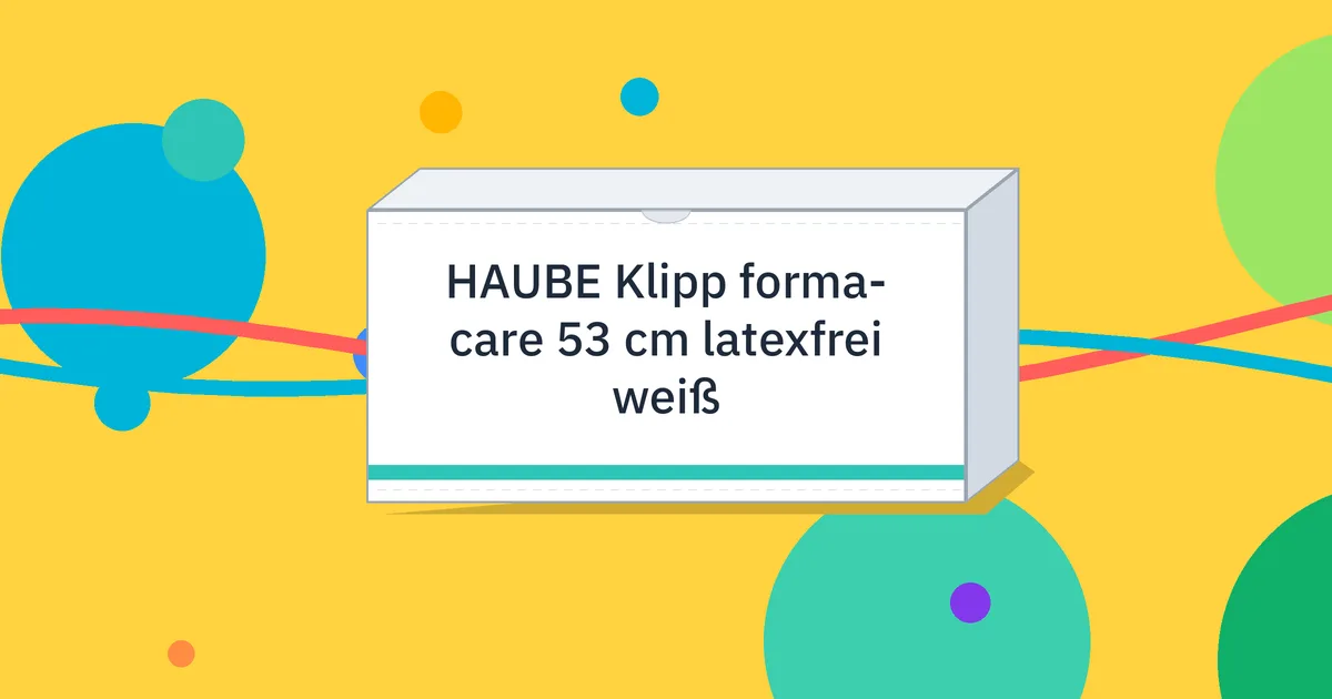 Symbolbild: Packung mit der Aufschrift HAUBE Klipp forma-care 53 cm latexfrei weiß (PZN 12373054) – Verfügbarkeit und Bezug in Apotheken in Frankfurt am Main