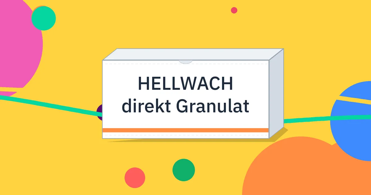 Symbolbild: Packung mit der Aufschrift HELLWACH direkt Granulat (PZN 13569351) – Verfügbarkeit und Bezug in Apotheken in Frankfurt am Main