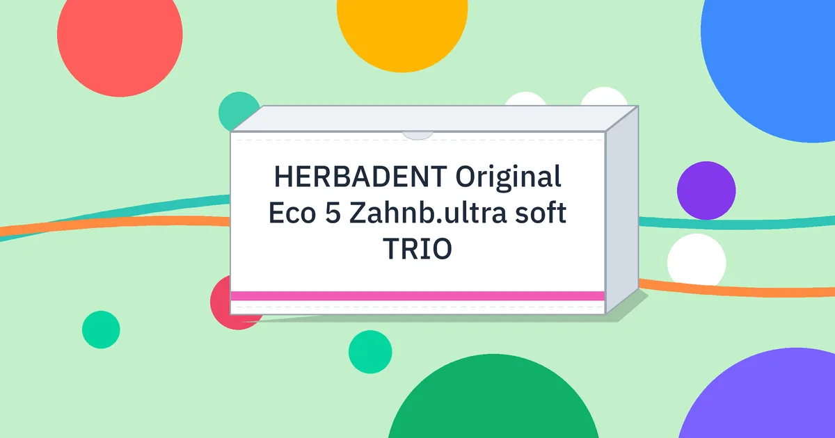 Symbolbild: Packung mit der Aufschrift HERBADENT Original Eco 5 Zahnb.ultra soft TRIO (PZN 20256724) – Verfügbarkeit und Bezug in Apotheken in Frankfurt am Main