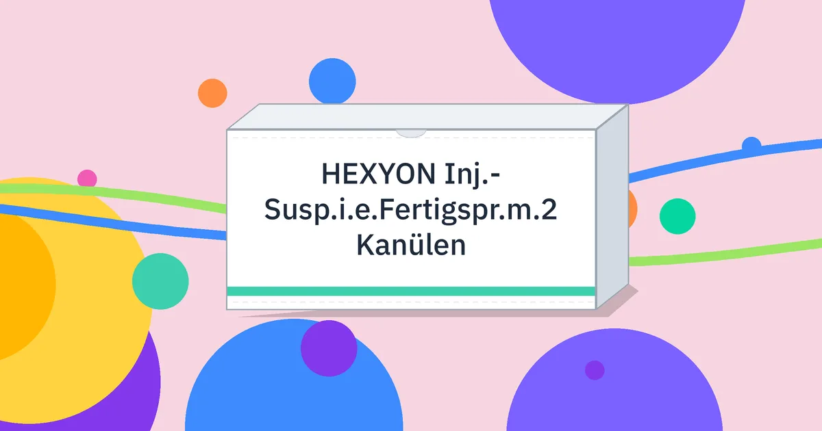Symbolbild: Packung mit der Aufschrift HEXYON Inj.-Susp.i.e.Fertigspr.m.2 Kanülen (PZN 14331172) – Verfügbarkeit und Bezug in Apotheken in Frankfurt am Main