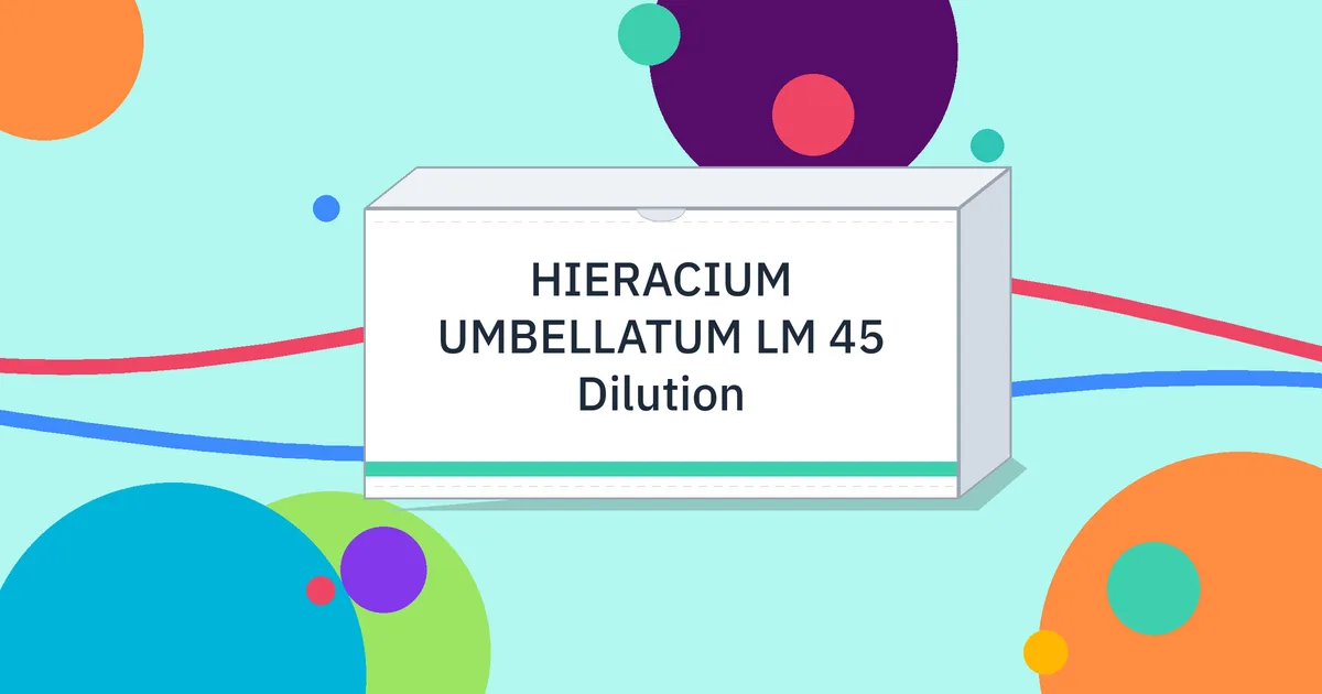 Symbolbild: Packung mit der Aufschrift HIERACIUM UMBELLATUM LM 45 Dilution (PZN 13554183) – Verfügbarkeit und Bezug in Apotheken in Frankfurt am Main