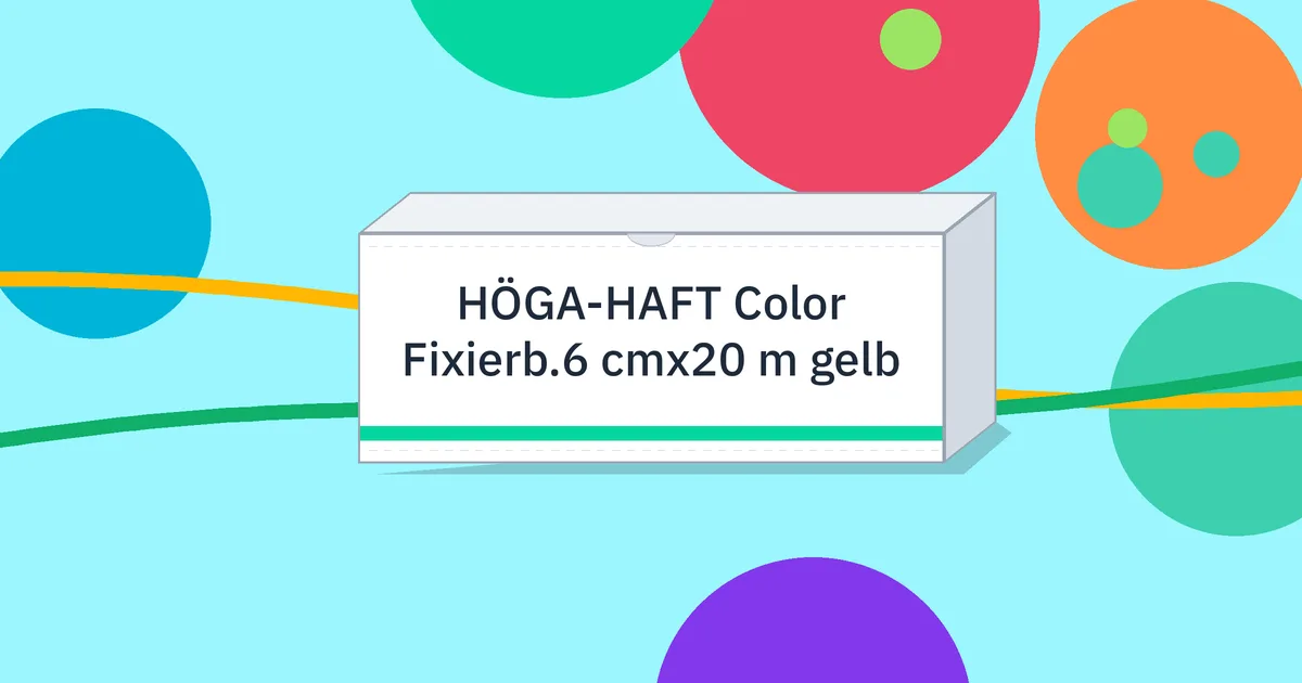 Symbolbild: Packung mit der Aufschrift HÖGA-HAFT Color Fixierb.6 cmx20 m gelb (PZN 11521392) – Verfügbarkeit und Bezug in Apotheken in Frankfurt am Main
