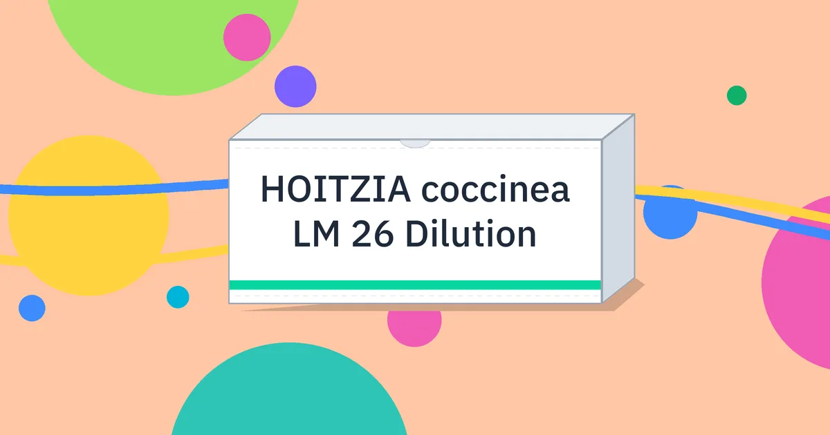 Symbolbild: Packung mit der Aufschrift HOITZIA coccinea LM 26 Dilution (PZN 13554585) – Verfügbarkeit und Bezug in Apotheken in Frankfurt am Main