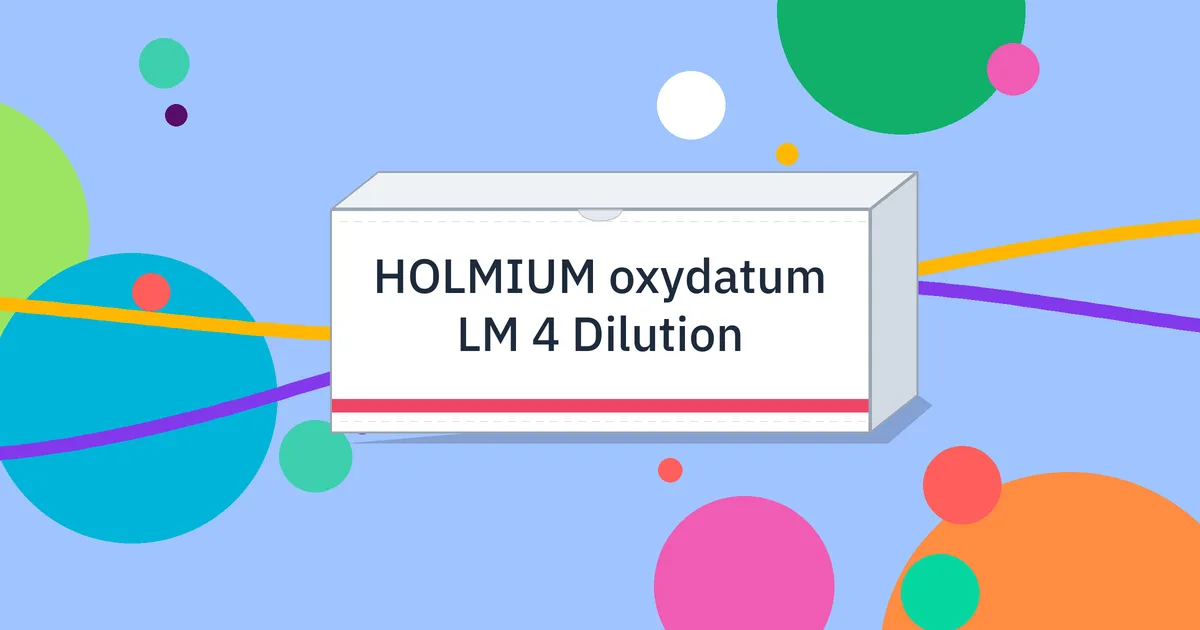 Symbolbild: Packung mit der Aufschrift HOLMIUM oxydatum LM 4 Dilution (PZN 13554792) – Verfügbarkeit und Bezug in Apotheken in Frankfurt am Main