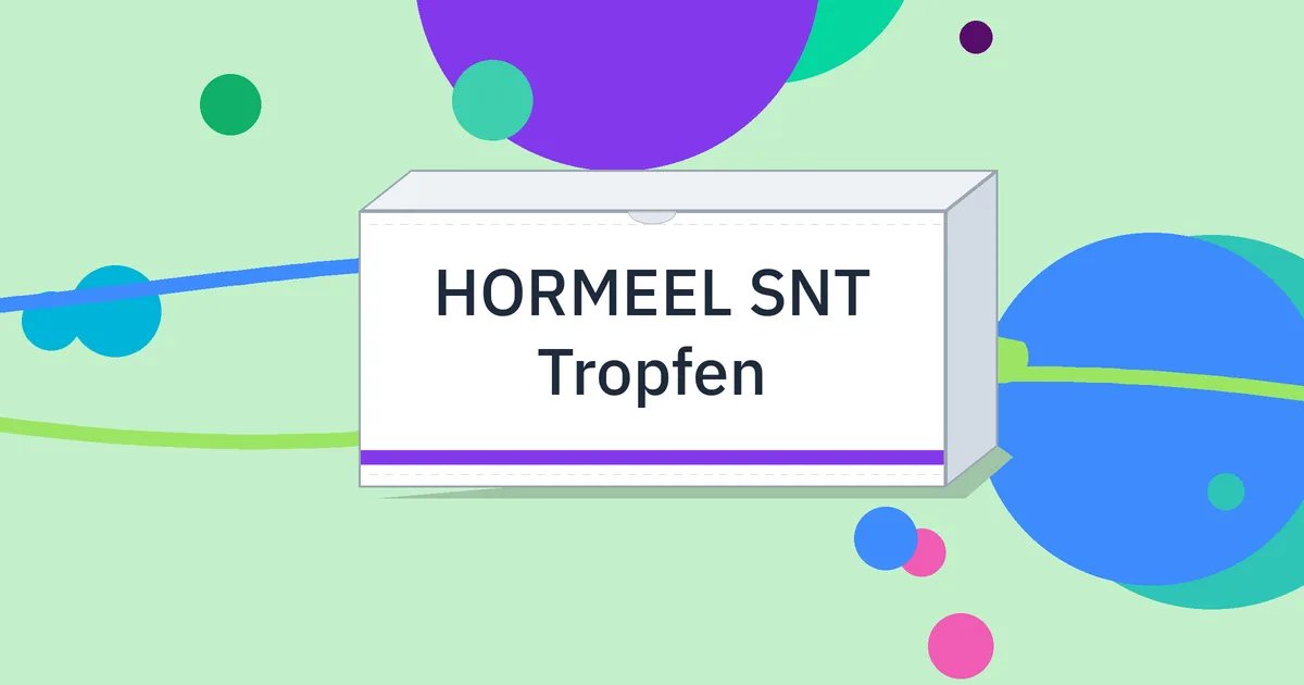 Symbolbild: Packung mit der Aufschrift HORMEEL SNT Tropfen (PZN 02740250) – Verfügbarkeit und Bezug in Apotheken in Frankfurt am Main