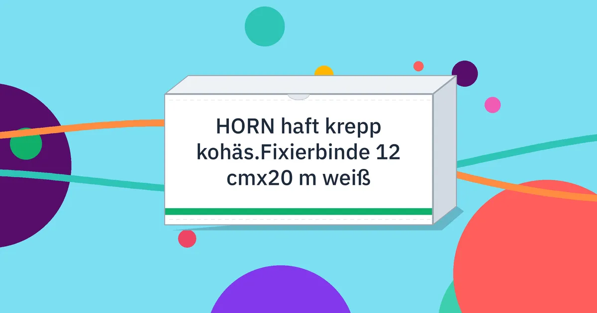 Symbolbild: Packung mit der Aufschrift HORN haft krepp kohäs.Fixierbinde 12 cmx20 m weiß (PZN 03784203) – Verfügbarkeit und Bezug in Apotheken in Frankfurt am Main