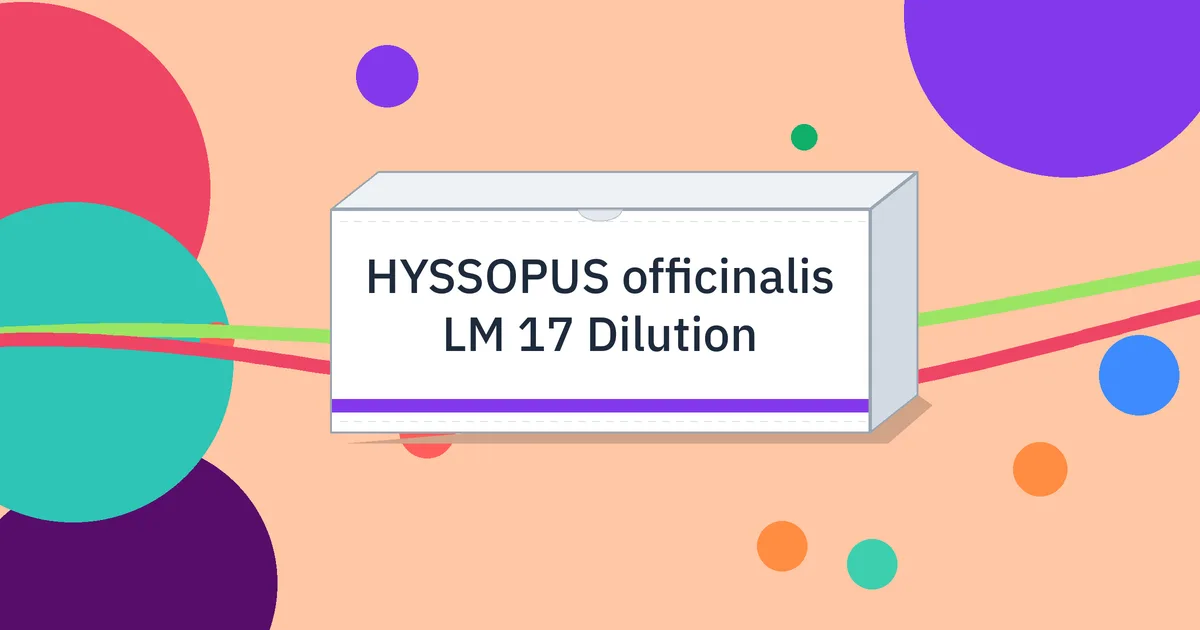 Symbolbild: Packung mit der Aufschrift HYSSOPUS officinalis LM 17 Dilution (PZN 13558229) – Verfügbarkeit und Bezug in Apotheken in Frankfurt am Main