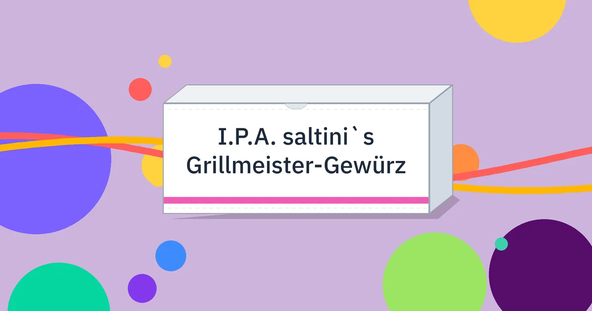 Symbolbild: Packung mit der Aufschrift I.P.A. saltini`s Grillmeister-Gewürz (PZN 16160929) – Verfügbarkeit und Bezug in Apotheken in Frankfurt am Main