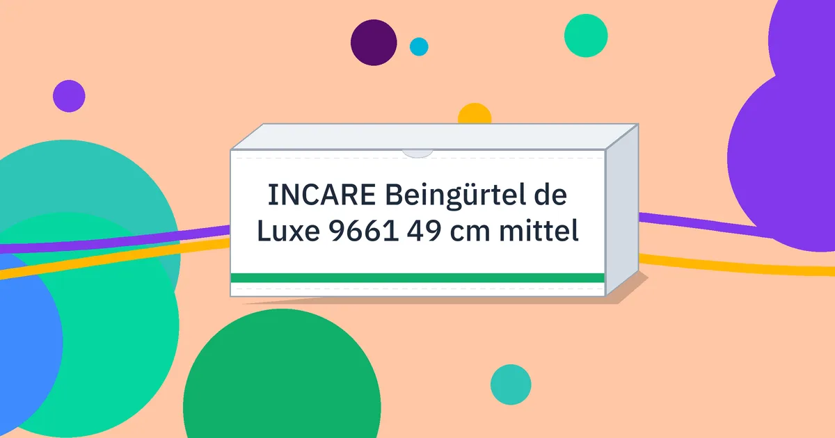 Symbolbild: Packung mit der Aufschrift INCARE Beingürtel de Luxe 9661 49 cm mittel (PZN 01561775) – Verfügbarkeit und Bezug in Apotheken in Frankfurt am Main