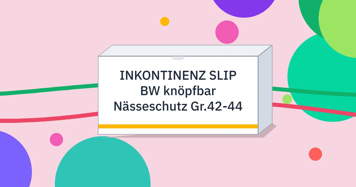 Symbolbild: Packung mit der Aufschrift INKONTINENZ SLIP BW knöpfbar Nässeschutz Gr.42-44 (PZN 10245978) – Verfügbarkeit und Bezug in Apotheken in Frankfurt am Main