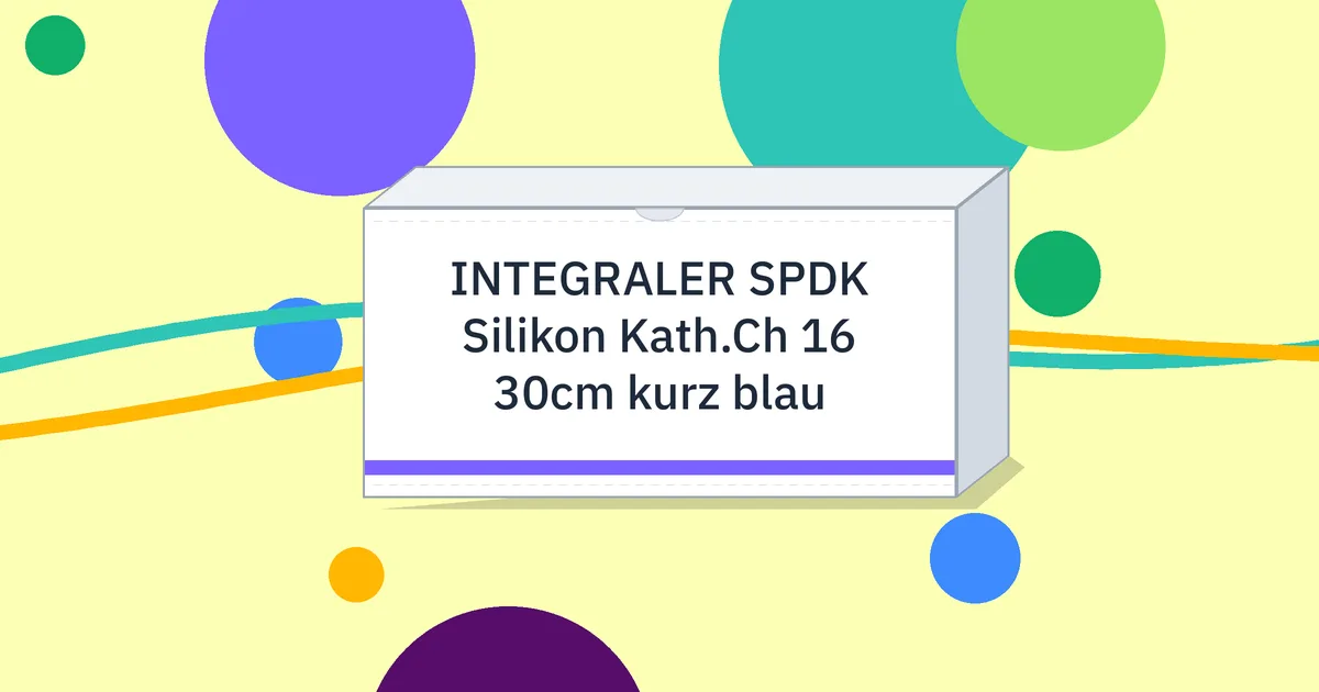 Symbolbild: Packung mit der Aufschrift INTEGRALER SPDK Silikon Kath.Ch 16 30cm kurz blau (PZN 16825346) – Verfügbarkeit und Bezug in Apotheken in Frankfurt am Main