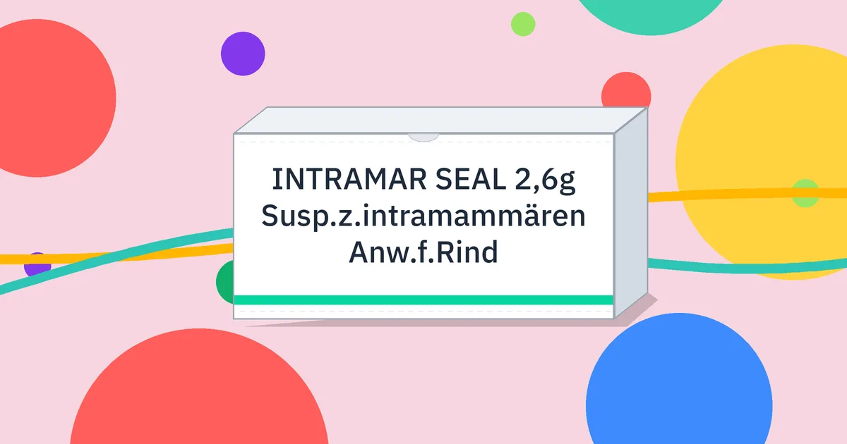 Symbolbild: Packung mit der Aufschrift INTRAMAR SEAL 2,6g Susp.z.intramammären Anw.f.Rind (PZN 20858305) – Verfügbarkeit und Bezug in Apotheken in Frankfurt am Main