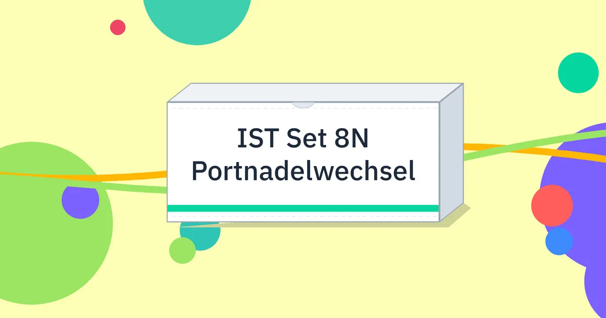 Symbolbild: Packung mit der Aufschrift IST Set 8N Portnadelwechsel (PZN 14015933) – Verfügbarkeit und Bezug in Apotheken in Frankfurt am Main
