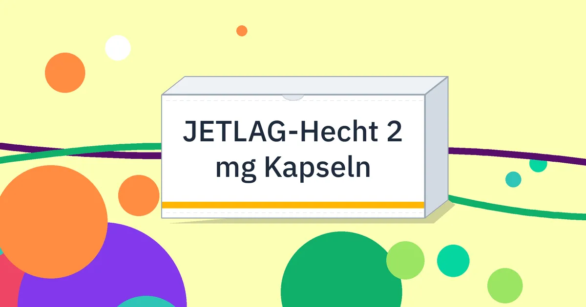 Symbolbild: Packung mit der Aufschrift JETLAG-Hecht 2 mg Kapseln (PZN 09919319) – Verfügbarkeit und Bezug in Apotheken in Frankfurt am Main