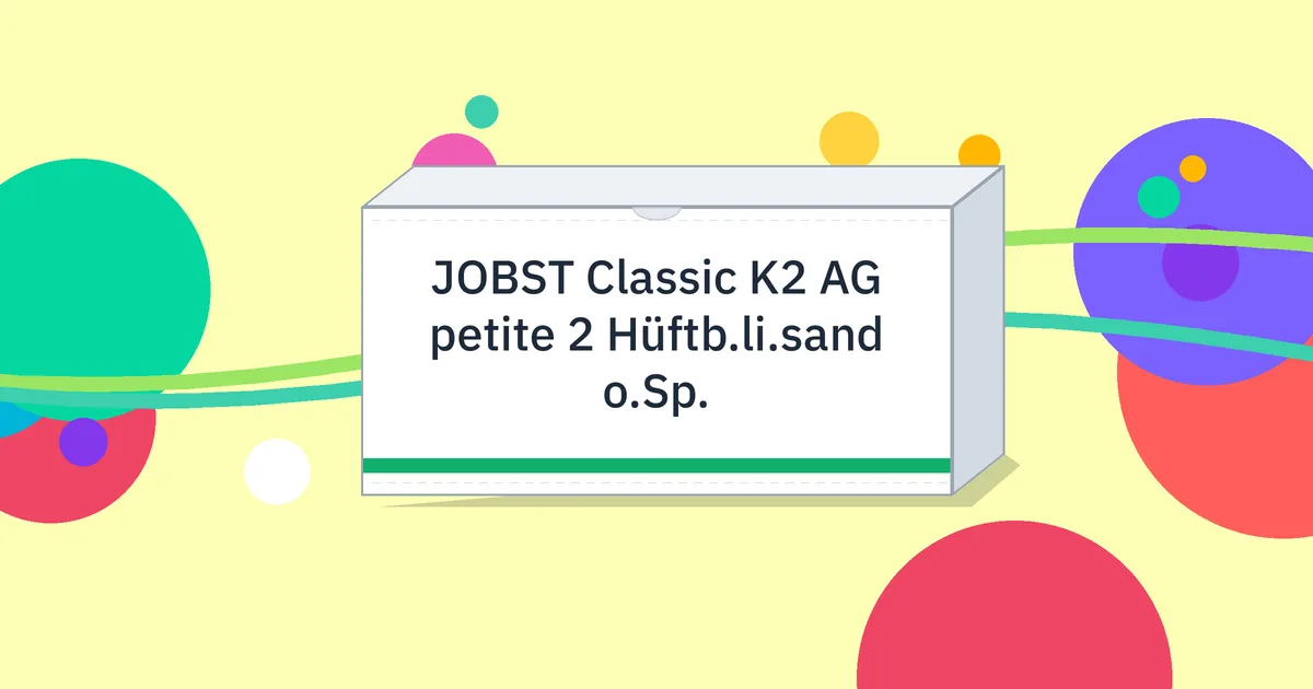 Symbolbild: Packung mit der Aufschrift JOBST Classic K2 AG petite 2 Hüftb.li.sand o.Sp. (PZN 13064579) – Verfügbarkeit und Bezug in Apotheken in Frankfurt am Main