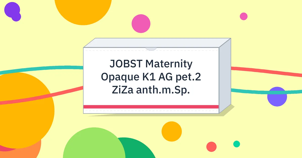Symbolbild: Packung mit der Aufschrift JOBST Maternity Opaque K1 AG pet.2 ZiZa anth.m.Sp. (PZN 15854937) – Verfügbarkeit und Bezug in Apotheken in Frankfurt am Main