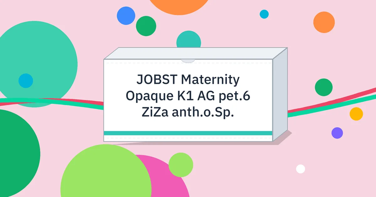 Symbolbild: Packung mit der Aufschrift JOBST Maternity Opaque K1 AG pet.6 ZiZa anth.o.Sp. (PZN 15854914) – Verfügbarkeit und Bezug in Apotheken in Frankfurt am Main