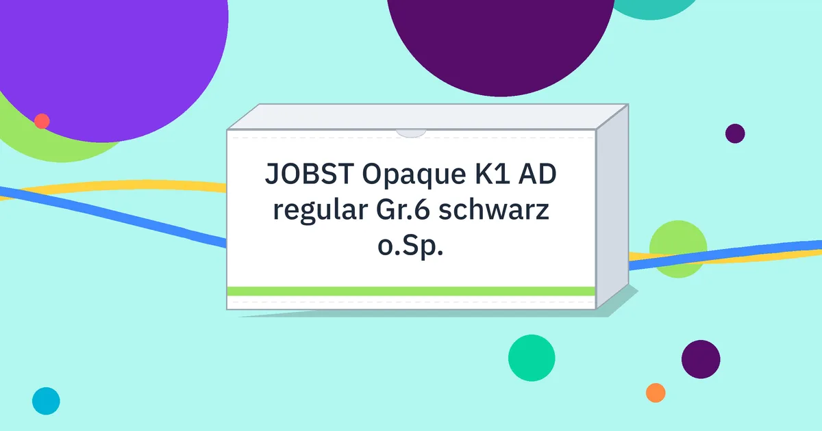 Symbolbild: Packung mit der Aufschrift JOBST Opaque K1 AD regular Gr.6 schwarz o.Sp. (PZN 13083246) – Verfügbarkeit und Bezug in Apotheken in Frankfurt am Main