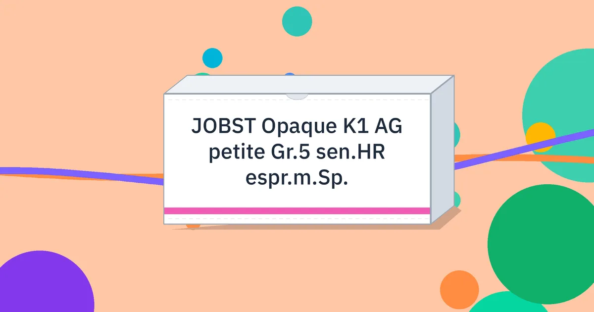 Symbolbild: Packung mit der Aufschrift JOBST Opaque K1 AG petite Gr.5 sen.HR espr.m.Sp. (PZN 16271103) – Verfügbarkeit und Bezug in Apotheken in Frankfurt am Main