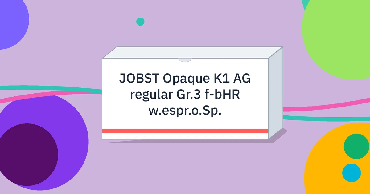 Symbolbild: Packung mit der Aufschrift JOBST Opaque K1 AG regular Gr.3 f-bHR w.espr.o.Sp. (PZN 16267314) – Verfügbarkeit und Bezug in Apotheken in Frankfurt am Main