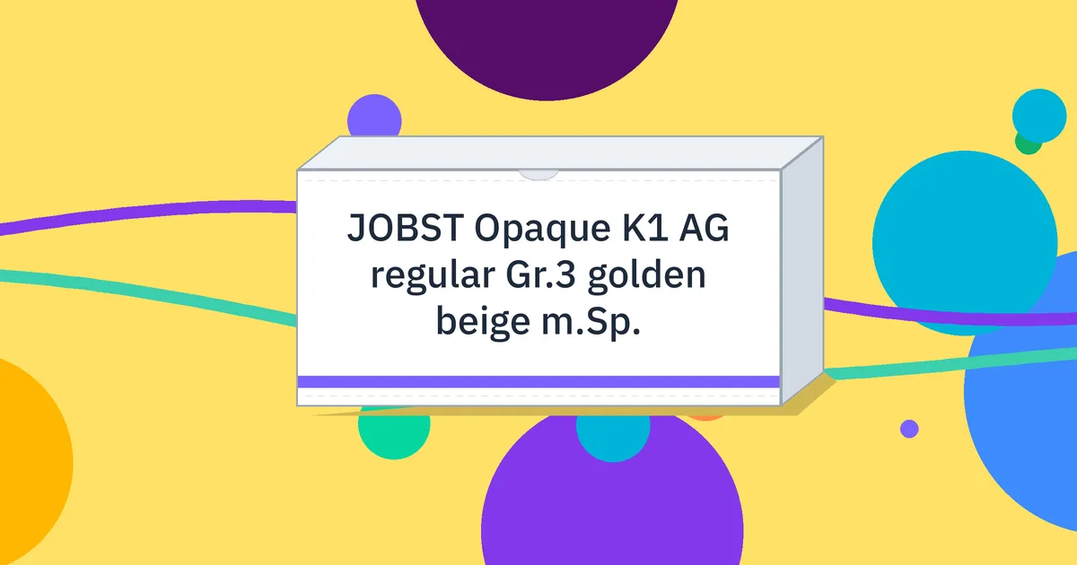 Symbolbild: Packung mit der Aufschrift JOBST Opaque K1 AG regular Gr.3 golden beige m.Sp. (PZN 16265404) – Verfügbarkeit und Bezug in Apotheken in Frankfurt am Main