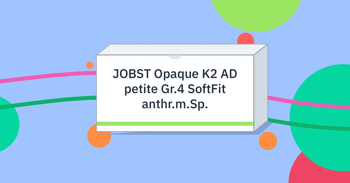 Symbolbild: Packung mit der Aufschrift JOBST Opaque K2 AD petite Gr.4 SoftFit anthr.m.Sp. (PZN 16279607) – Verfügbarkeit und Bezug in Apotheken in Frankfurt am Main