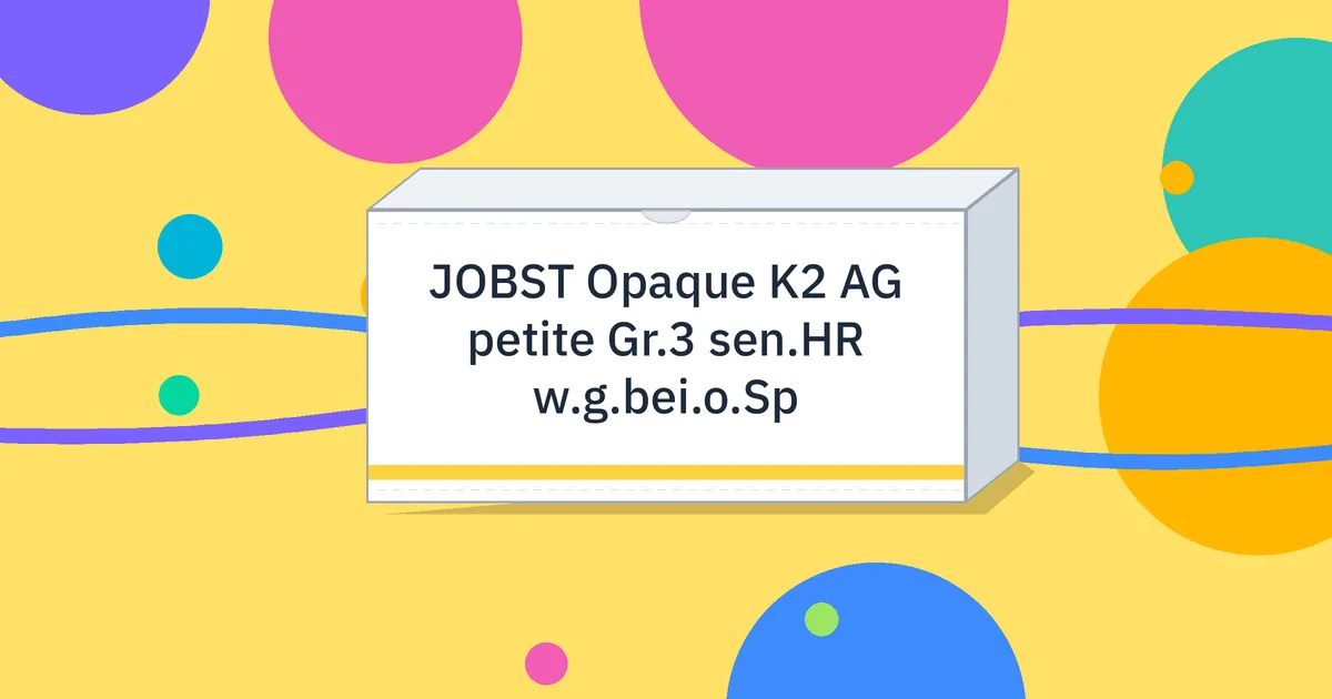 Symbolbild: Packung mit der Aufschrift JOBST Opaque K2 AG petite Gr.3 sen.HR w.g.bei.o.Sp (PZN 16284235) – Verfügbarkeit und Bezug in Apotheken in Frankfurt am Main