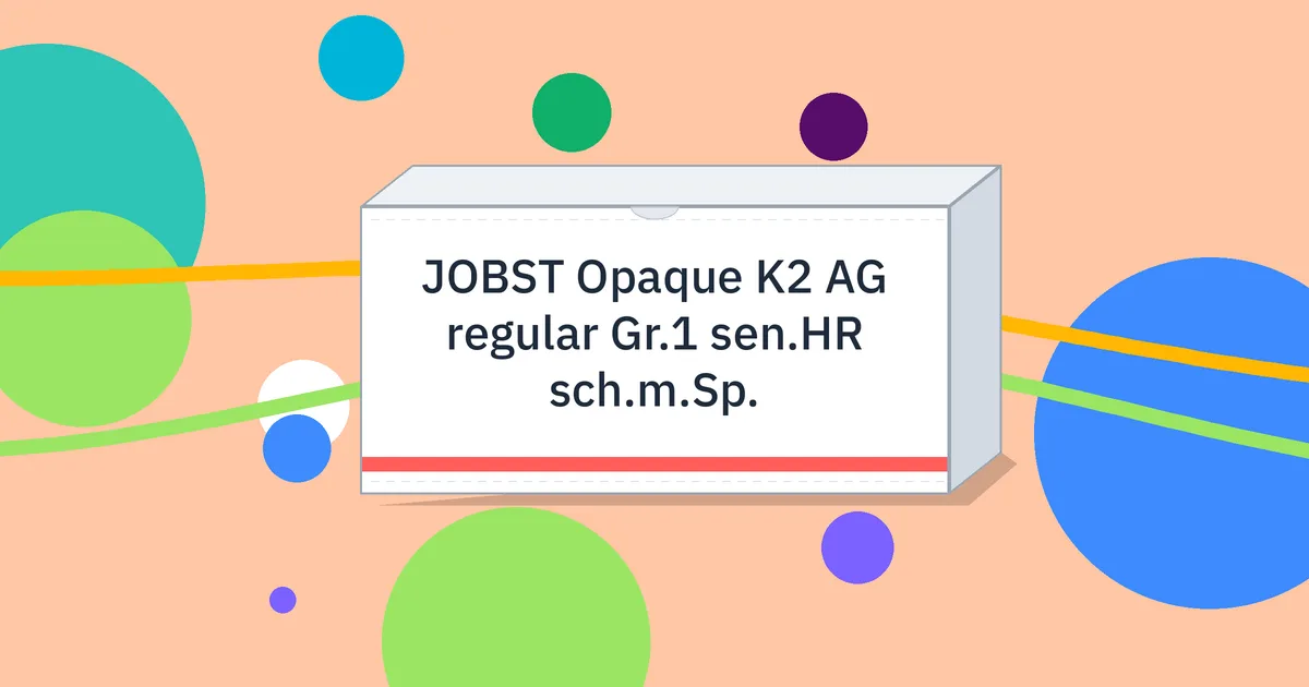Symbolbild: Packung mit der Aufschrift JOBST Opaque K2 AG regular Gr.1 sen.HR sch.m.Sp. (PZN 12142797) – Verfügbarkeit und Bezug in Apotheken in Frankfurt am Main