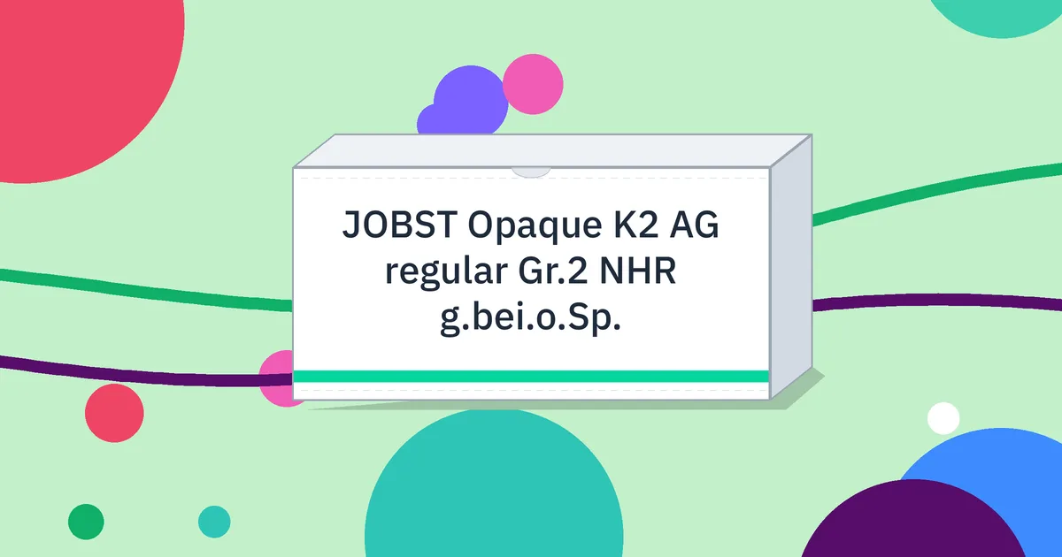 Symbolbild: Packung mit der Aufschrift JOBST Opaque K2 AG regular Gr.2 NHR g.bei.o.Sp. (PZN 16280125) – Verfügbarkeit und Bezug in Apotheken in Frankfurt am Main