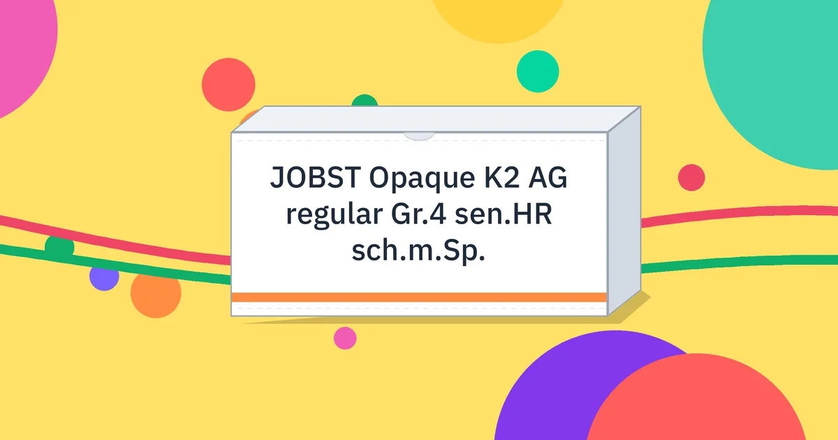 Symbolbild: Packung mit der Aufschrift JOBST Opaque K2 AG regular Gr.4 sen.HR sch.m.Sp. (PZN 12142840) – Verfügbarkeit und Bezug in Apotheken in Frankfurt am Main