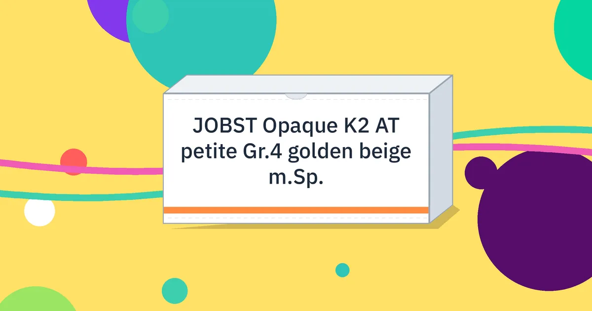 Symbolbild: Packung mit der Aufschrift JOBST Opaque K2 AT petite Gr.4 golden beige m.Sp. (PZN 16290827) – Verfügbarkeit und Bezug in Apotheken in Frankfurt am Main