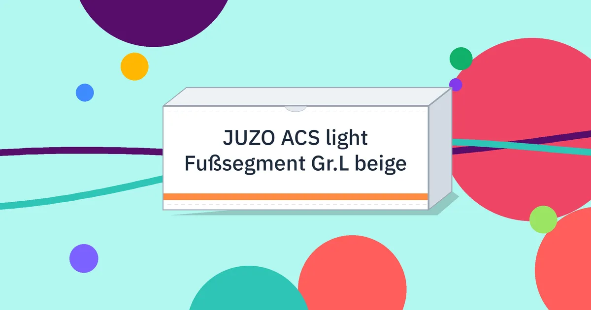 Symbolbild: Packung mit der Aufschrift JUZO ACS light Fußsegment Gr.L beige (PZN 13885046) – Verfügbarkeit und Bezug in Apotheken in Frankfurt am Main