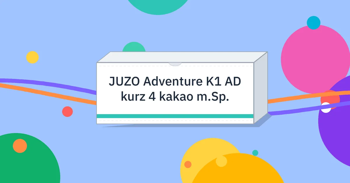 Symbolbild: Packung mit der Aufschrift JUZO Adventure K1 AD kurz 4 kakao m.Sp. (PZN 14972310) – Verfügbarkeit und Bezug in Apotheken in Frankfurt am Main