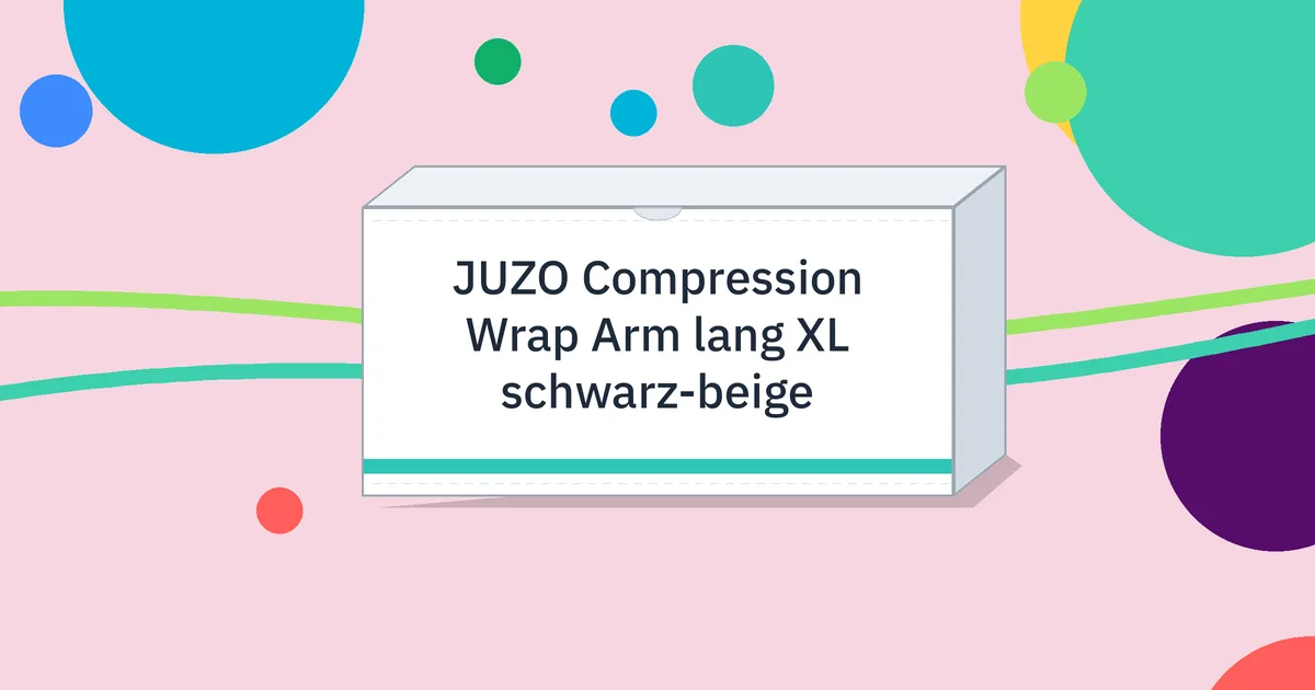 Symbolbild: Packung mit der Aufschrift JUZO Compression Wrap Arm lang XL schwarz-beige (PZN 16143670) – Verfügbarkeit und Bezug in Apotheken in Frankfurt am Main