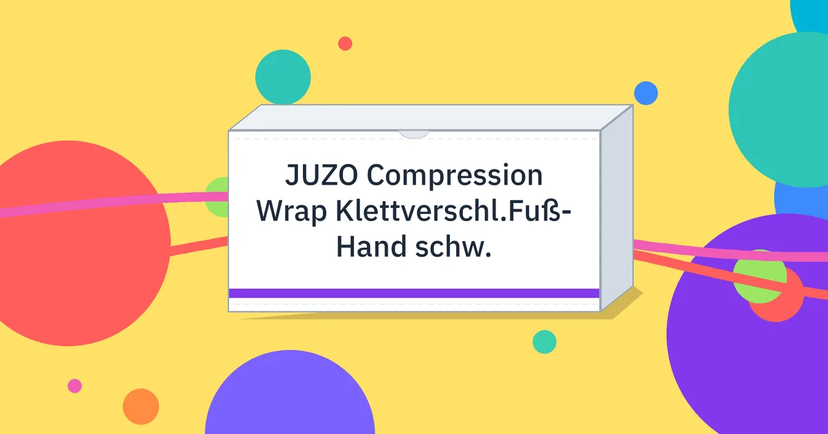 Symbolbild: Packung mit der Aufschrift JUZO Compression Wrap Klettverschl.Fuß-Hand schw. (PZN 16143836) – Verfügbarkeit und Bezug in Apotheken in Frankfurt am Main