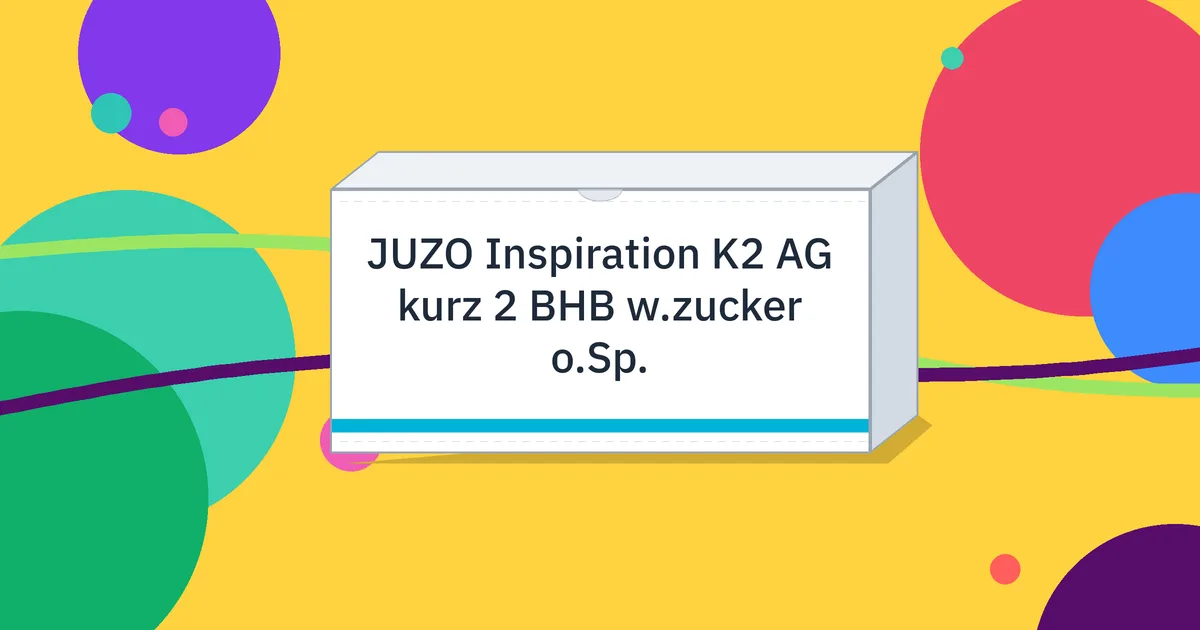 Symbolbild: Packung mit der Aufschrift JUZO Inspiration K2 AG kurz 2 BHB w.zucker o.Sp. (PZN 14850340) – Verfügbarkeit und Bezug in Apotheken in Frankfurt am Main