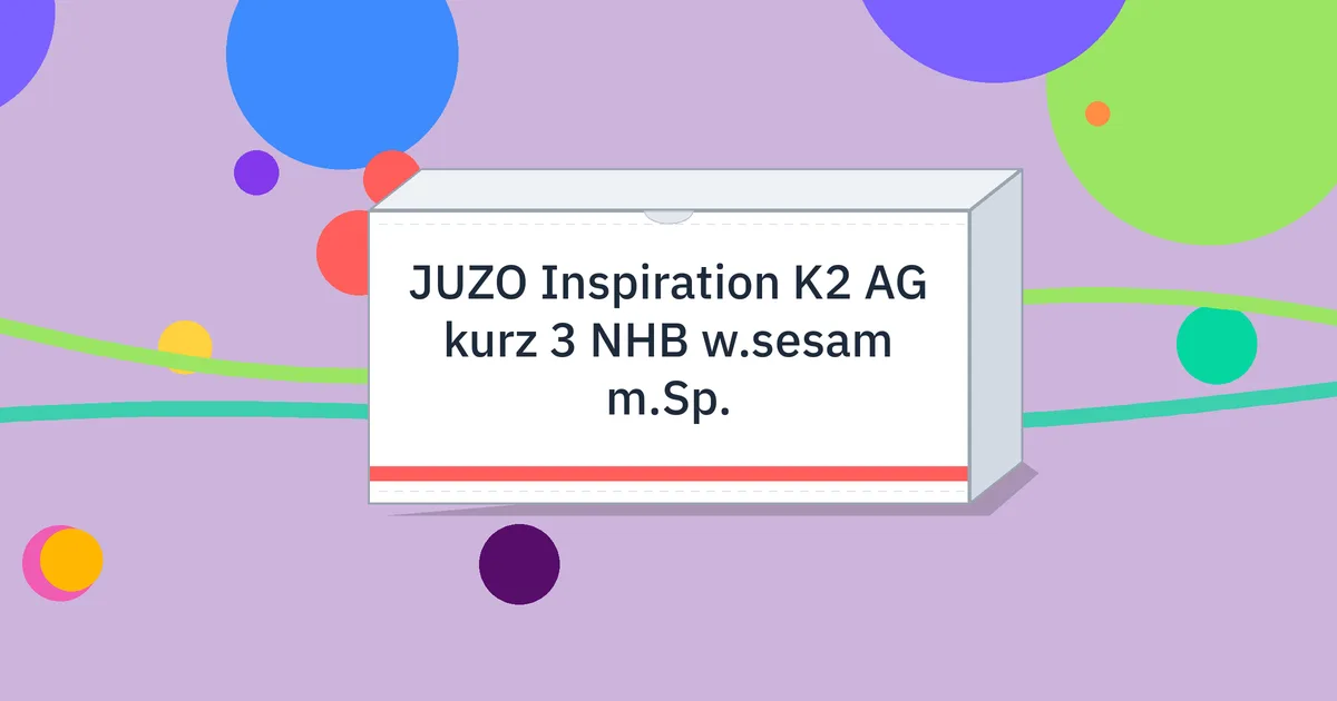Symbolbild: Packung mit der Aufschrift JUZO Inspiration K2 AG kurz 3 NHB w.sesam m.Sp. (PZN 14948731) – Verfügbarkeit und Bezug in Apotheken in Frankfurt am Main