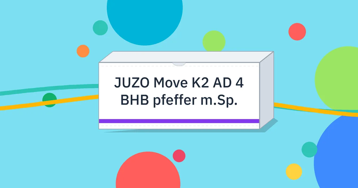 Symbolbild: Packung mit der Aufschrift JUZO Move K2 AD 4 BHB pfeffer m.Sp. (PZN 16340301) – Verfügbarkeit und Bezug in Apotheken in Frankfurt am Main