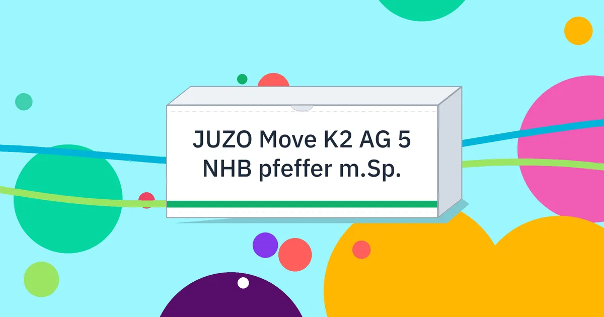 Symbolbild: Packung mit der Aufschrift JUZO Move K2 AG 5 NHB pfeffer m.Sp. (PZN 16636993) – Verfügbarkeit und Bezug in Apotheken in Frankfurt am Main