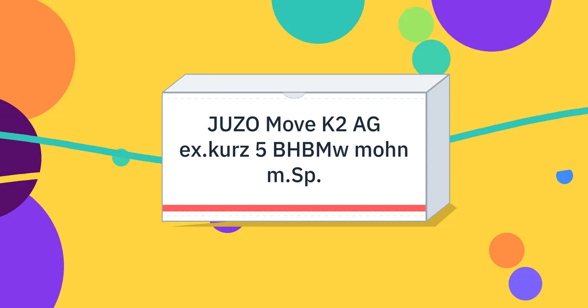 Symbolbild: Packung mit der Aufschrift JUZO Move K2 AG ex.kurz 5 BHBMw mohn m.Sp. (PZN 18564424) – Verfügbarkeit und Bezug in Apotheken in Frankfurt am Main