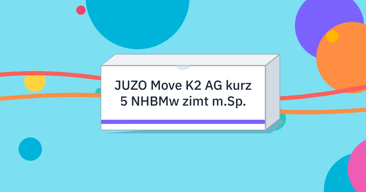 Symbolbild: Packung mit der Aufschrift JUZO Move K2 AG kurz 5 NHBMw zimt m.Sp. (PZN 18527529) – Verfügbarkeit und Bezug in Apotheken in Frankfurt am Main
