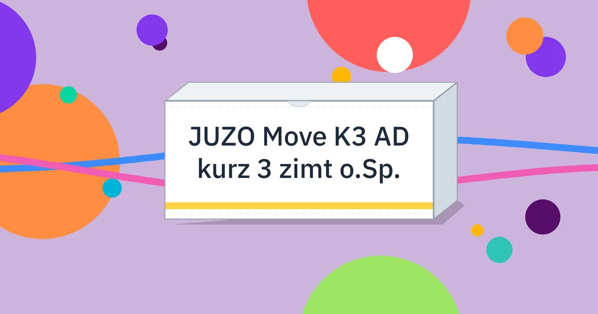 Symbolbild: Packung mit der Aufschrift JUZO Move K3 AD kurz 3 zimt o.Sp. (PZN 18568563) – Verfügbarkeit und Bezug in Apotheken in Frankfurt am Main