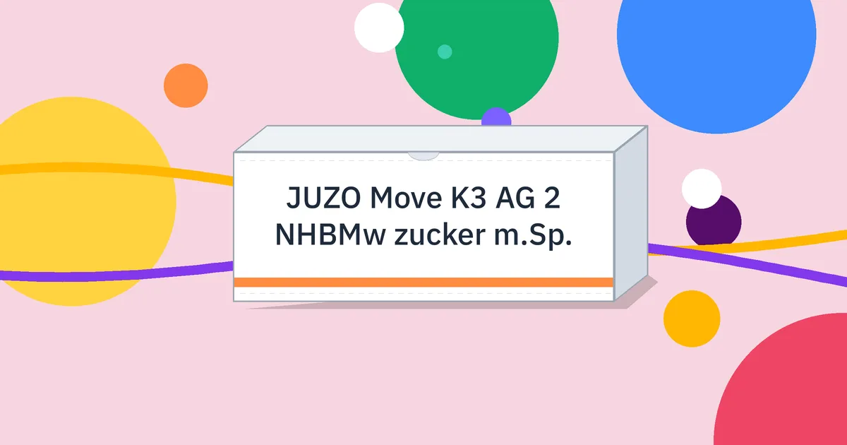 Symbolbild: Packung mit der Aufschrift JUZO Move K3 AG 2 NHBMw zucker m.Sp. (PZN 18574888) – Verfügbarkeit und Bezug in Apotheken in Frankfurt am Main