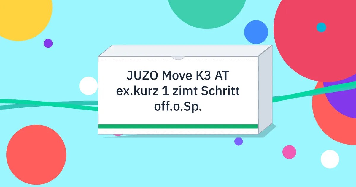 Symbolbild: Packung mit der Aufschrift JUZO Move K3 AT ex.kurz 1 zimt Schritt off.o.Sp. (PZN 20681930) – Verfügbarkeit und Bezug in Apotheken in Frankfurt am Main