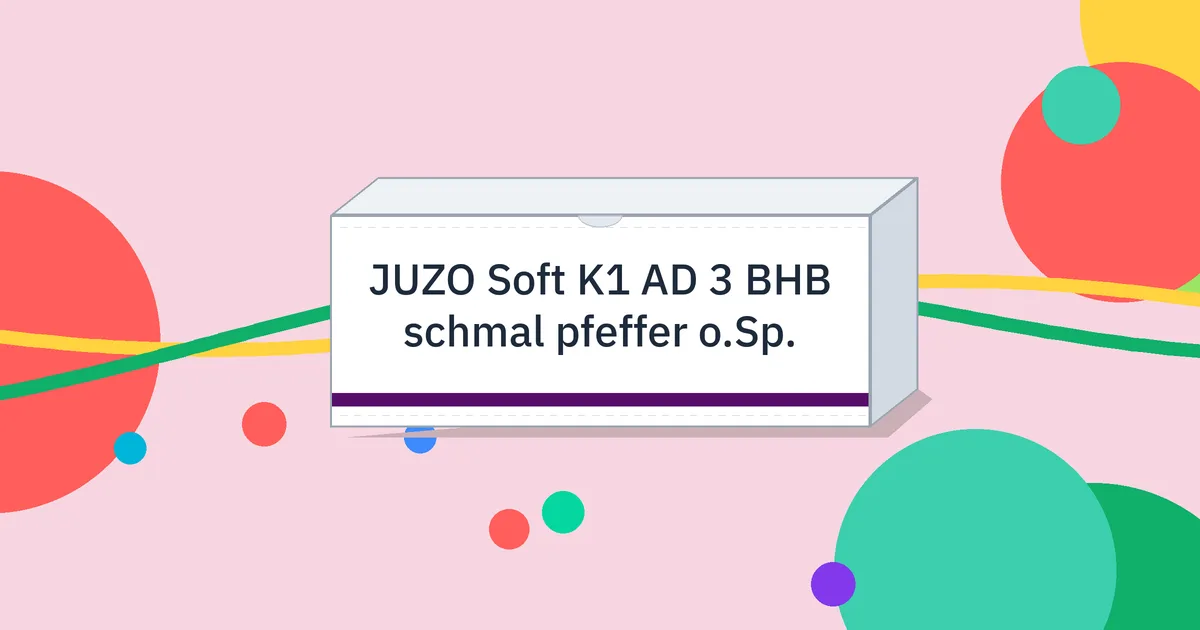 Symbolbild: Packung mit der Aufschrift JUZO Soft K1 AD 3 BHB schmal pfeffer o.Sp. (PZN 15462835) – Verfügbarkeit und Bezug in Apotheken in Frankfurt am Main